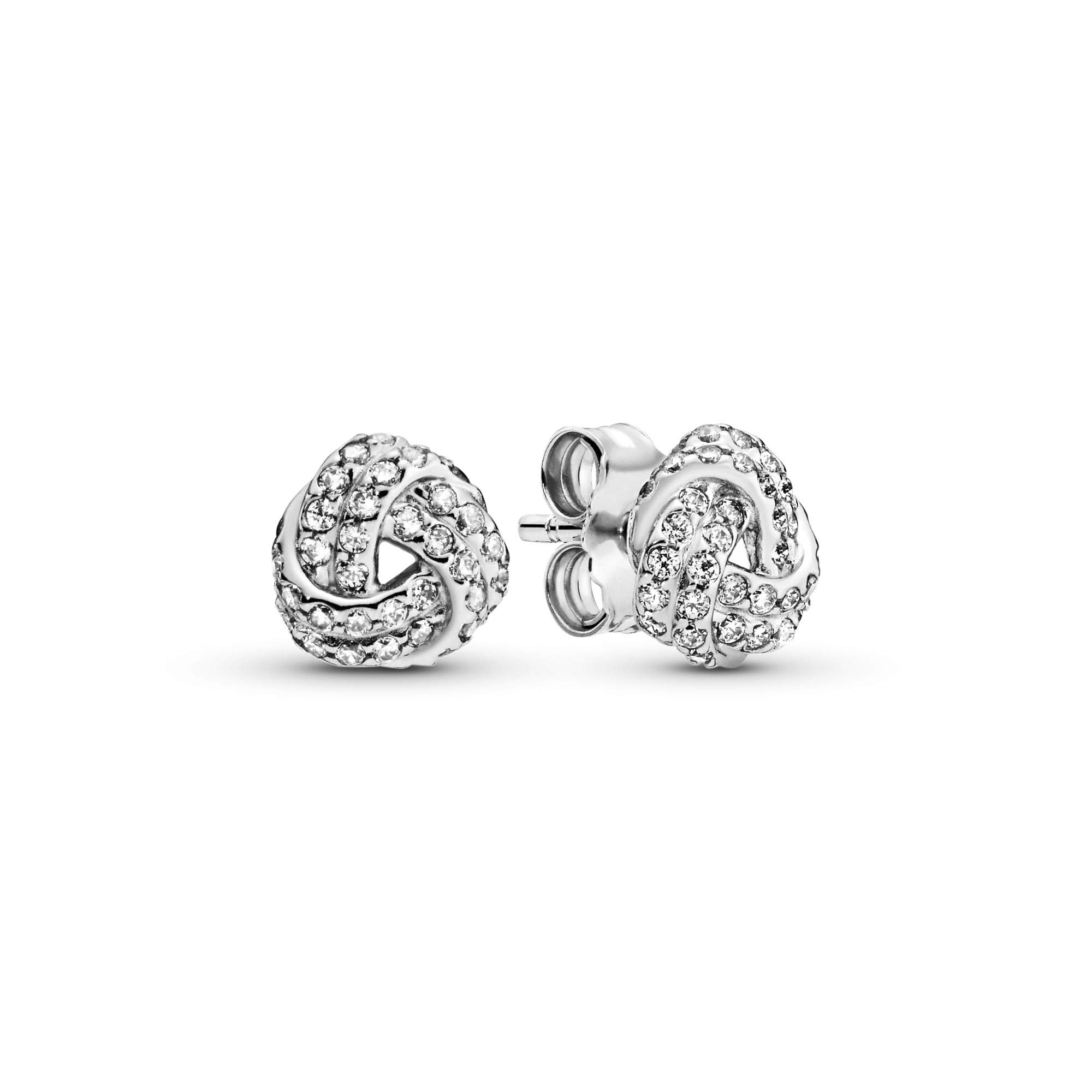 Pandora Jewelry Shimmering Knot Stud Cubic Zirconia Earrings in Sterling Silver