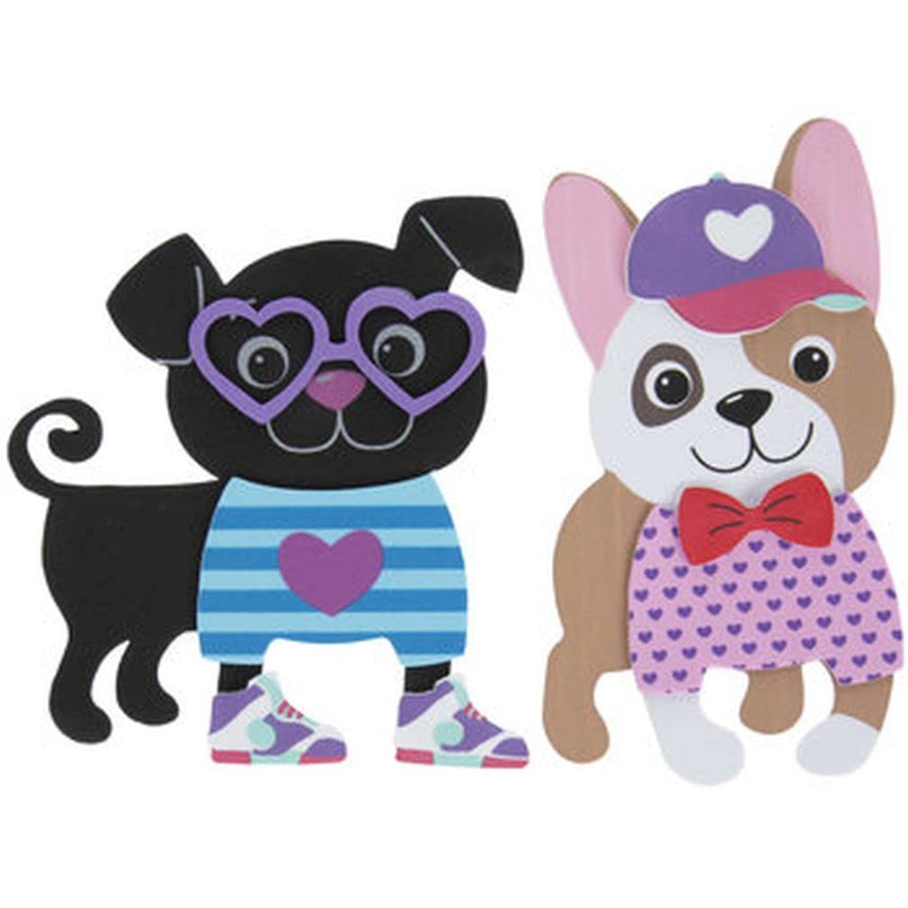 Valentine Heart Dog Puppies Dress Up Foam Craft Kit - 75 Pieces - Makes 12