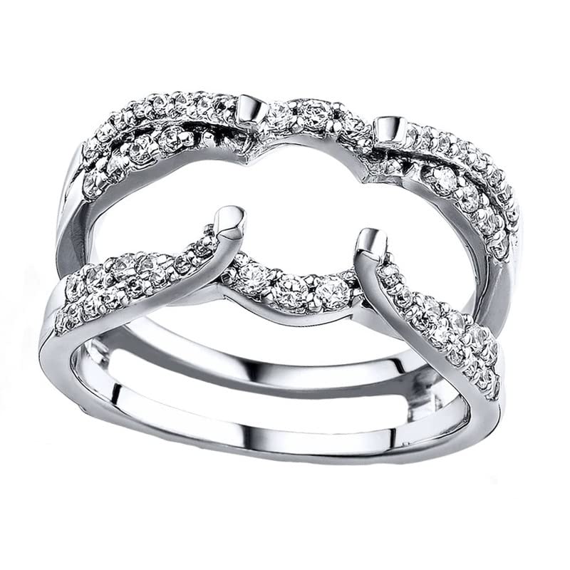 SVC-JEWELS 2.22 Ct Round Cut Moissanite 14K White Gold Over Elegant Enhancer Wrap Guard Ring Size 7 For Women's