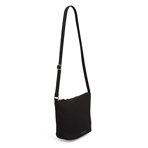 Vera Bradley Women's Microfiber Bucket Crossbody Purse, Classic Black, One Size
