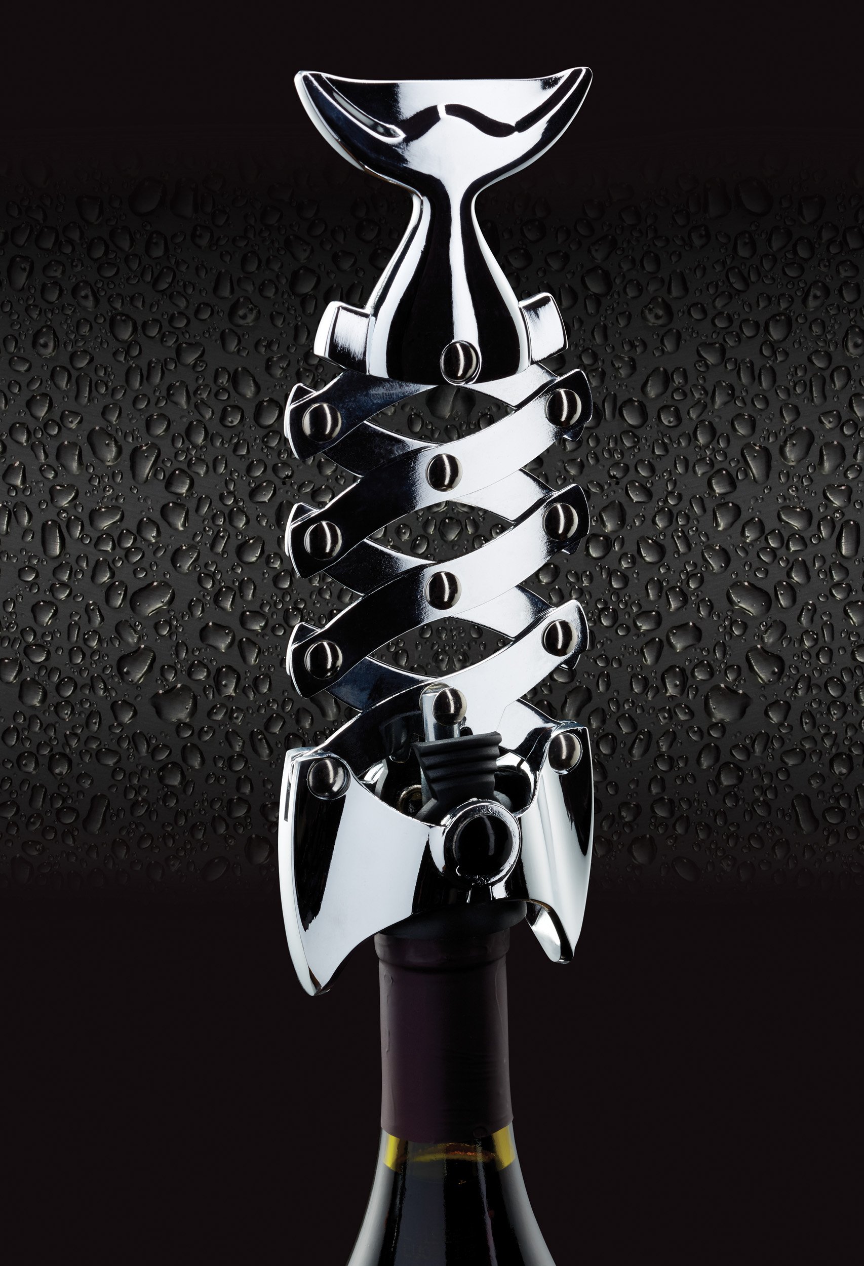 BarCraft Lazy Fish Corkscrew and Bottle Opener, Stainless Steel Wine Opener, 16.5 x 7.5 x 4.5cm, Silver