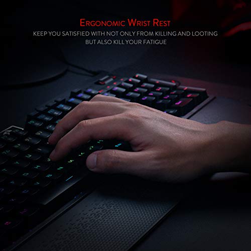Redragon K586 Brahma RGB Mechanical Gaming Keyboard with Blue Switches, 10 Dedicated Macro Keys, Convenient Media Control, and Detachable Wrist Rest