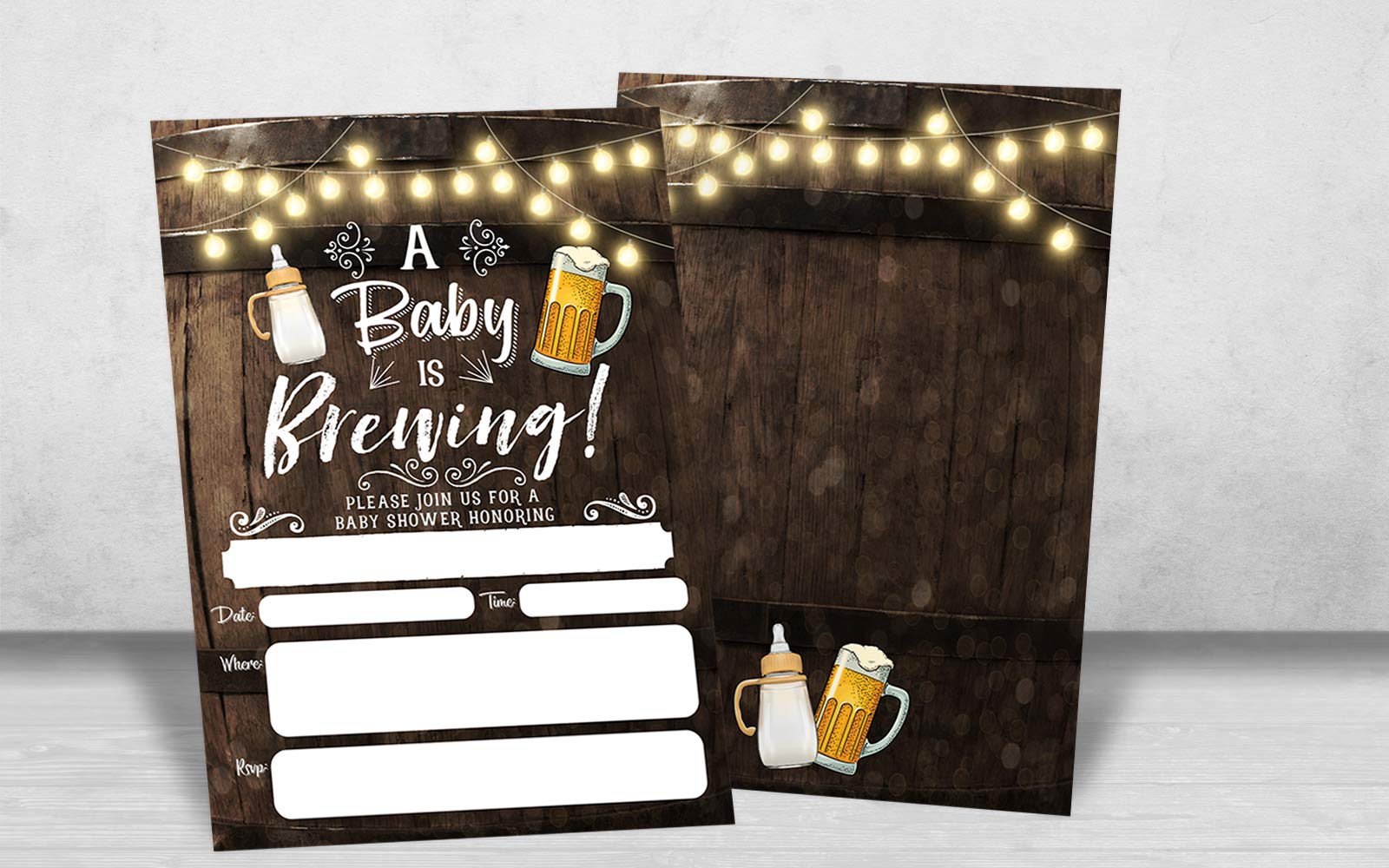 PDTXCLS Aoceman A Baby is Brewing Baby Shower Invitation, Beer and Bottle Couples Shower Co-ed, 25 Invitations with envelopes