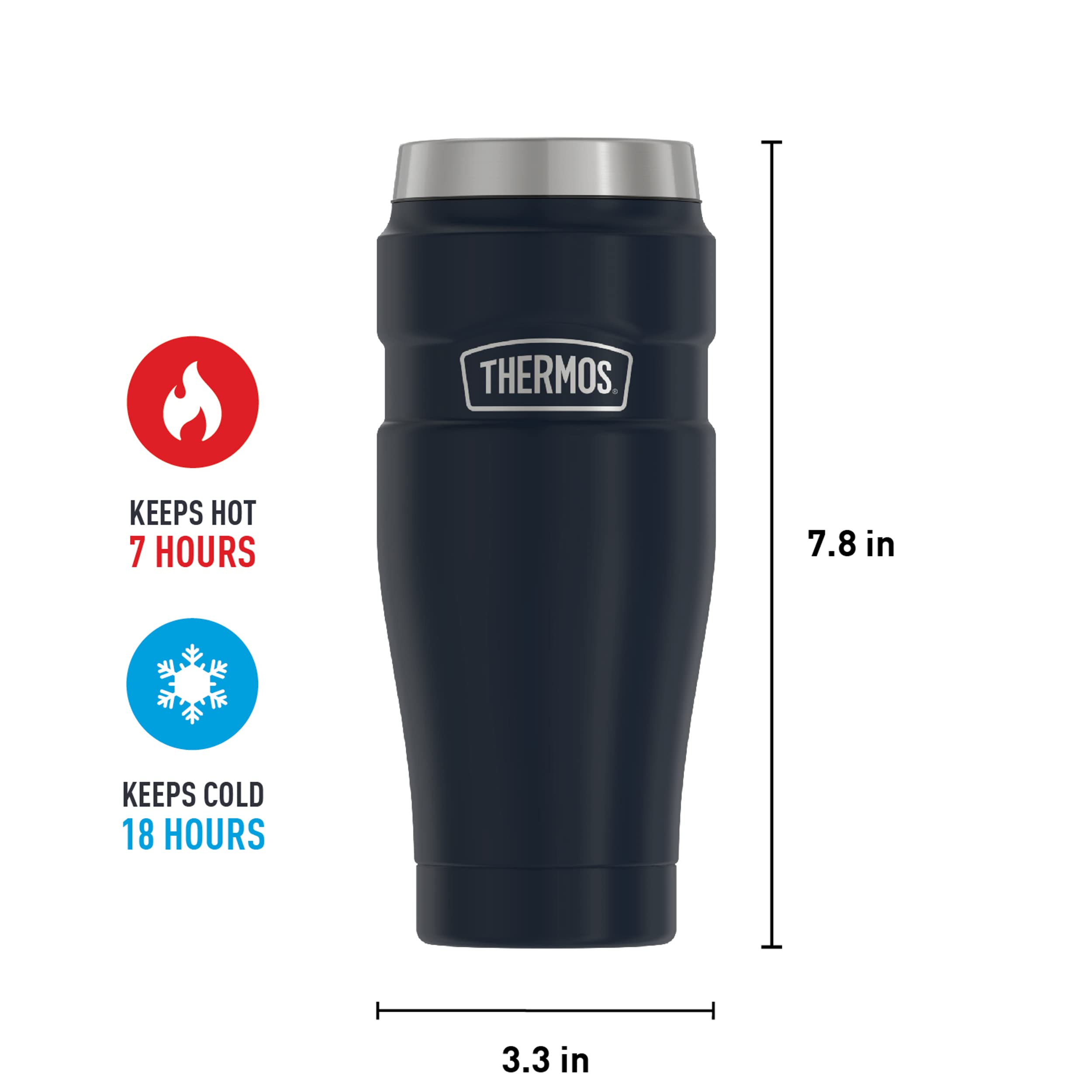 THERMOS Stainless King 16 Ounce Travel Tumbler, Matte Blue