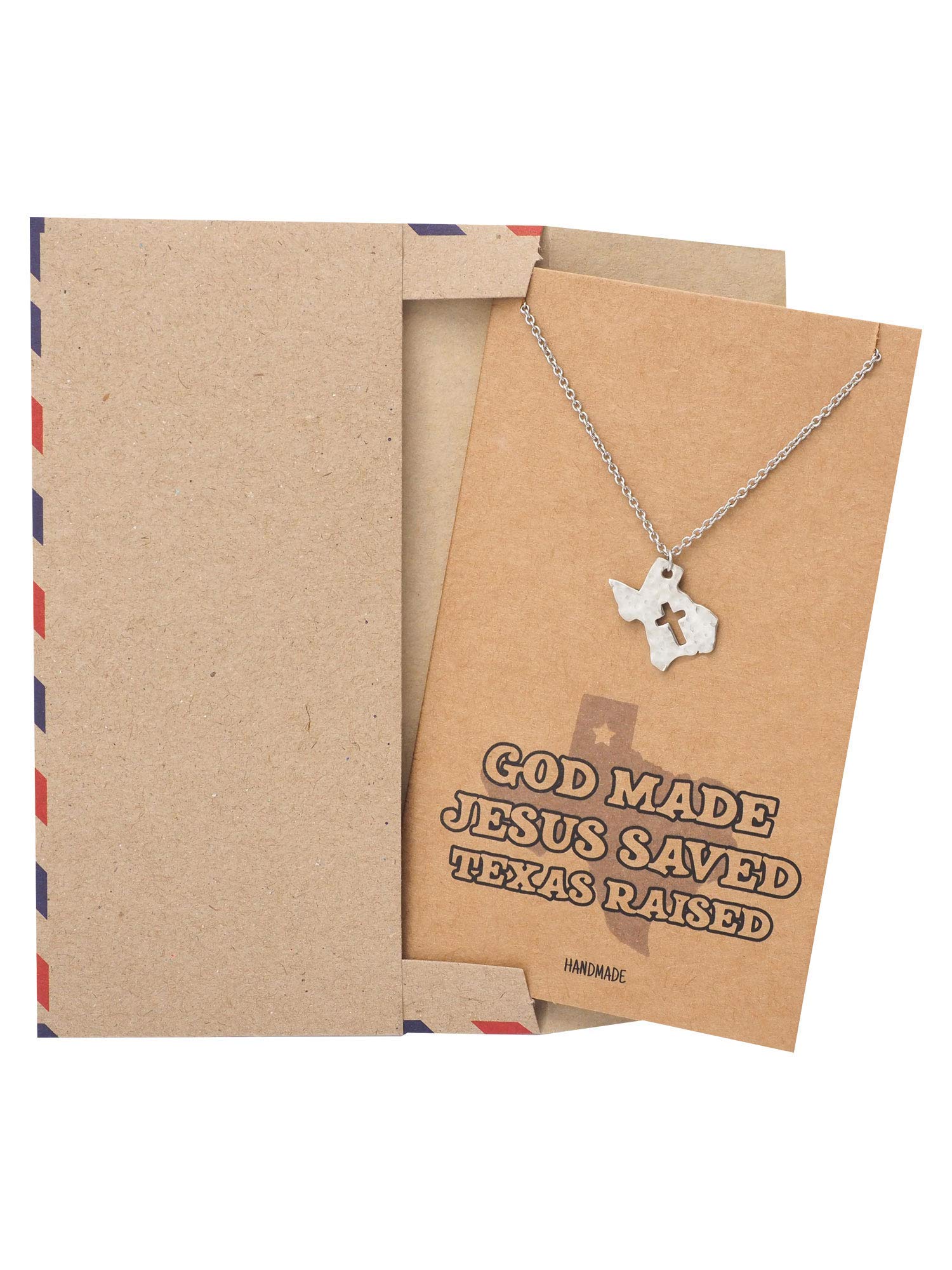 quan jewelry State Necklace, Lone Star Texas Pendant Charm, Texas Born Country Cross Inspirational Necklace - Handmade