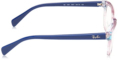 Ray-Ban Junior Girls' RY1591 Square Prescription Eyeglass Frames, Violet Striped Multicolor/Demo Lens, 48 mm
