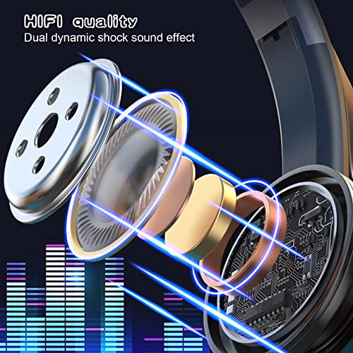 Wireless Bluetooth Headset, High-Fidelity Stereo Foldable Lightweight Gaming Headset with Built-in Microphone