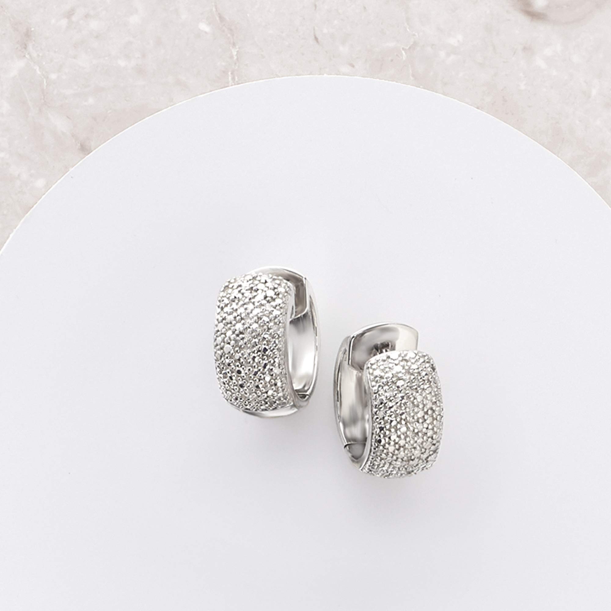 Ross-Simons Diamond Accent Huggie Hoop Earrings in Sterling Silver