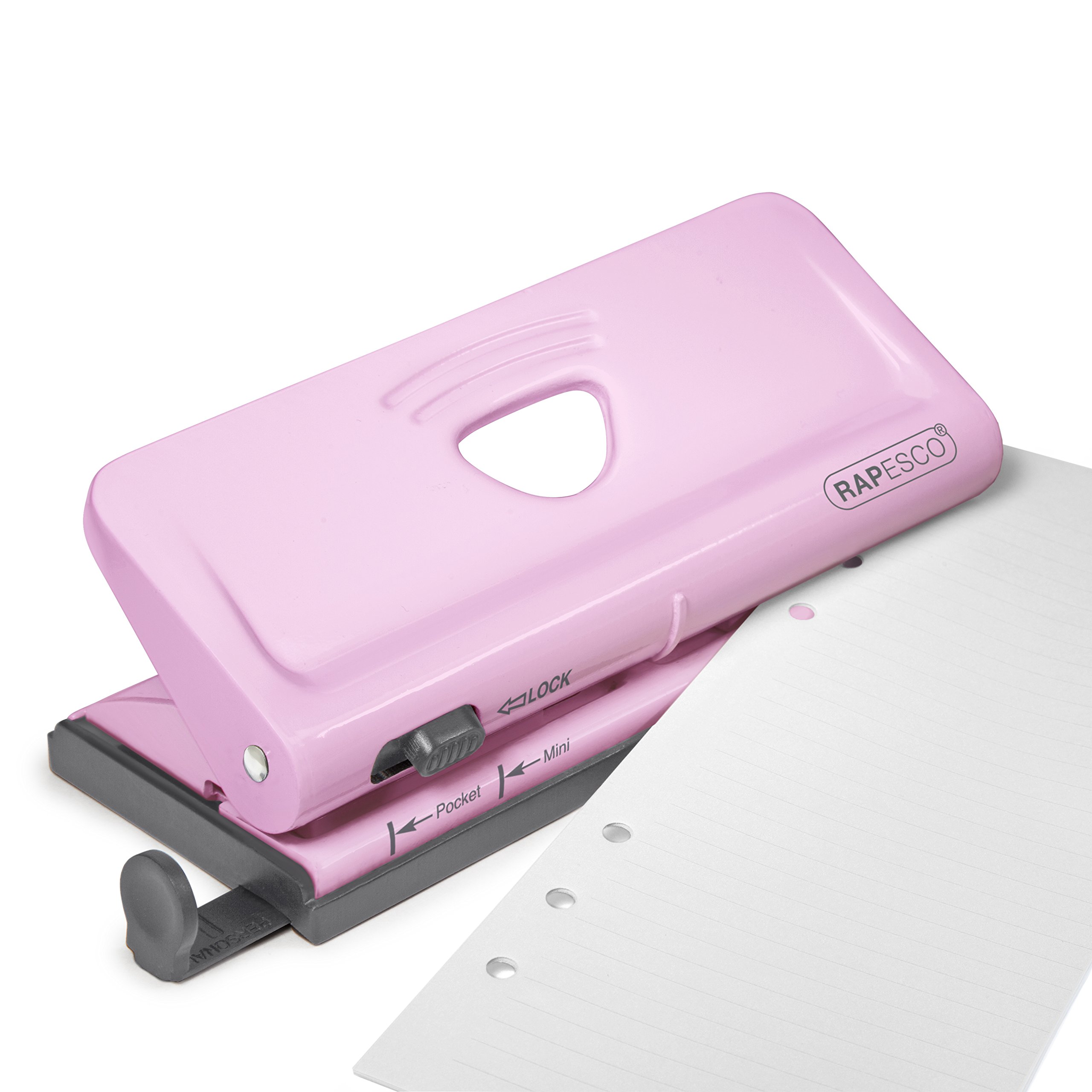 Rapesco Adjustable 6-Hole punch for Planners and 6-Ring Binders - Pink, 320 feet (1322)