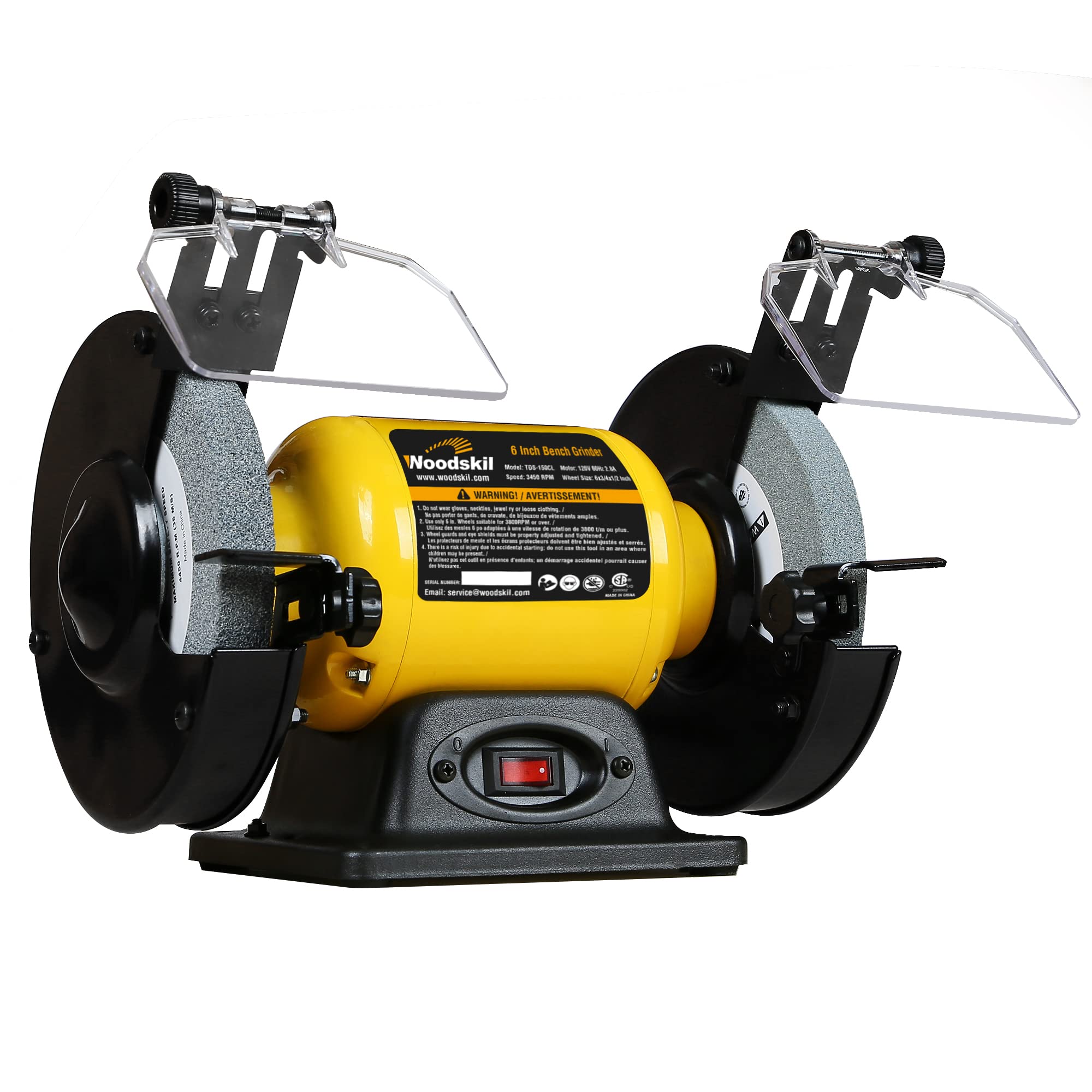 Woodskil 2.8Amp 1/2HP 6-Inch High-Speed Bench Grinder, CSA Listed, Table Grinder for sharpening