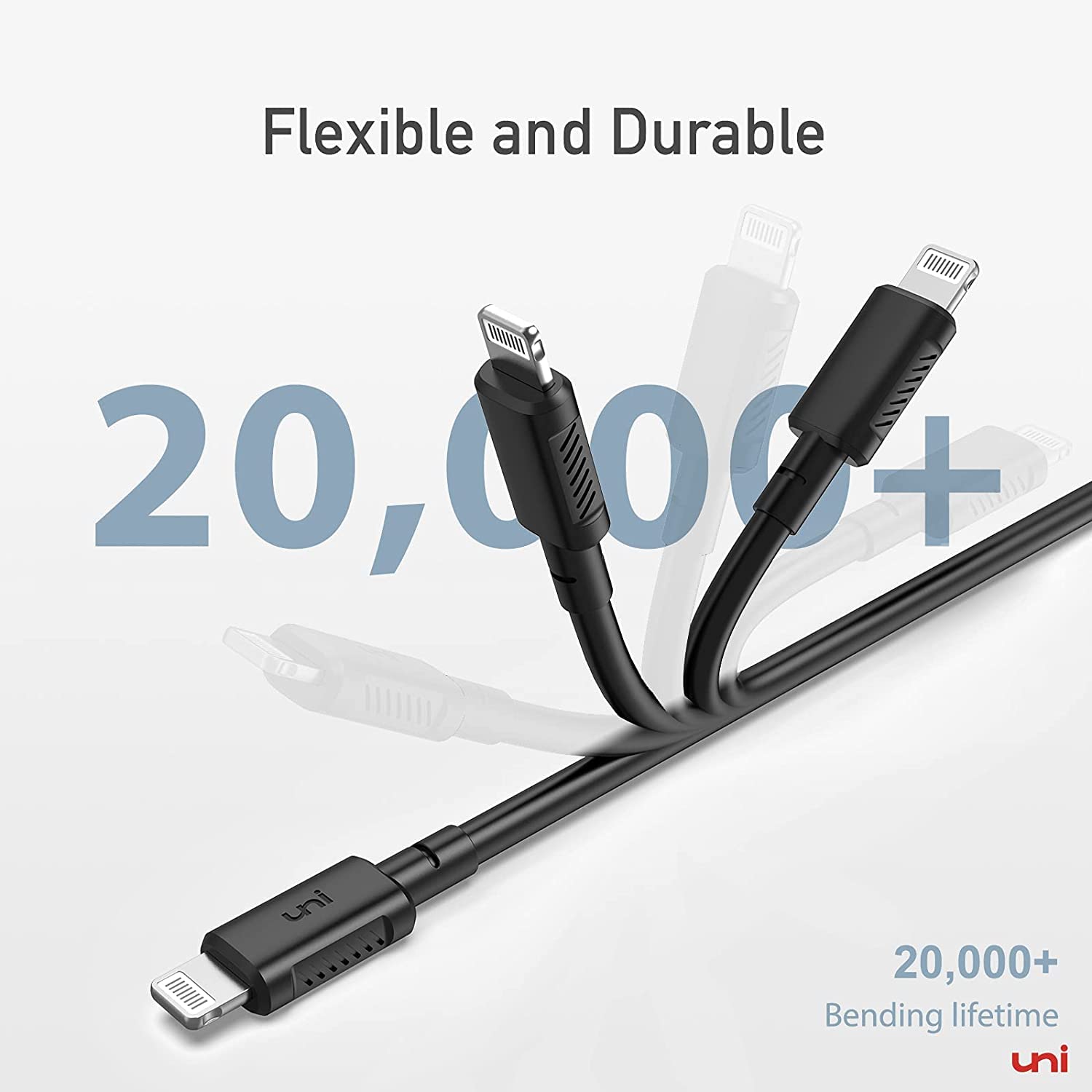 USB C to Lightning Cable 6ft [MFi Certified], uni Durable iPhone Fast Charging Cable, Charger Cable Power Delivery for iPhone 13 Pro Max/13 Pro/12/12 mini/11/X/XS/XR/8 Plus, iPad Pro, AirPods Pro