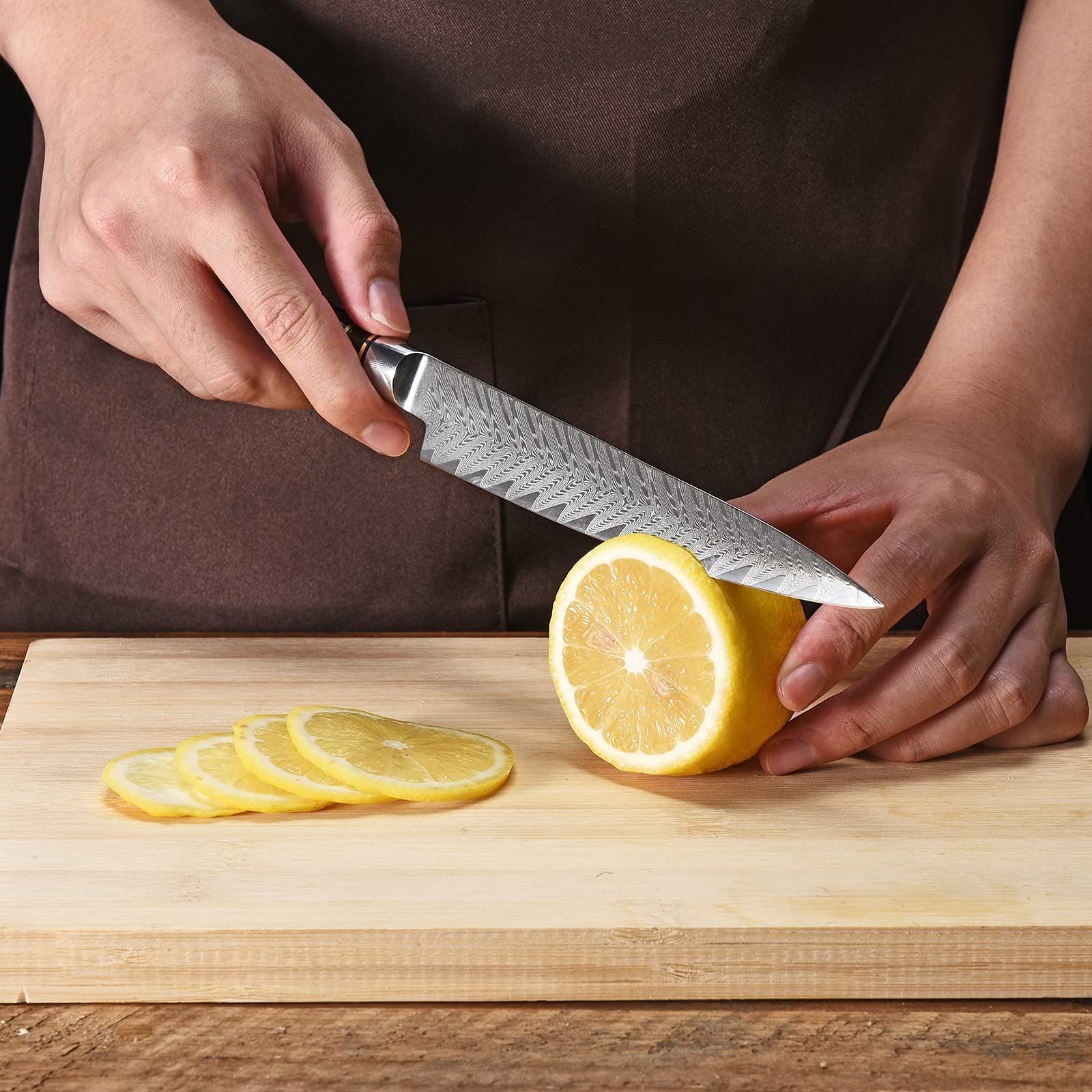 Utility Paring Knife 6 Inch Chef Knife Damascus Chefs Knife Utility Kitchen Knife Fruit Knife Japanese VG10 Kitchen Paring Knives High Carbon 67-Layer Gyuto Chef Knife Chopping Carving Knives
