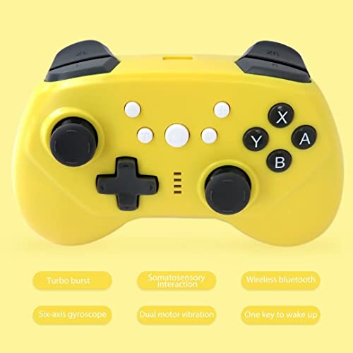 Wireless Controller Built-in 600mAh Rechargeable Batter Compatibility for Nintendo-Switch, Wired PC and P3, with Type-C Charging Port (Yellow)