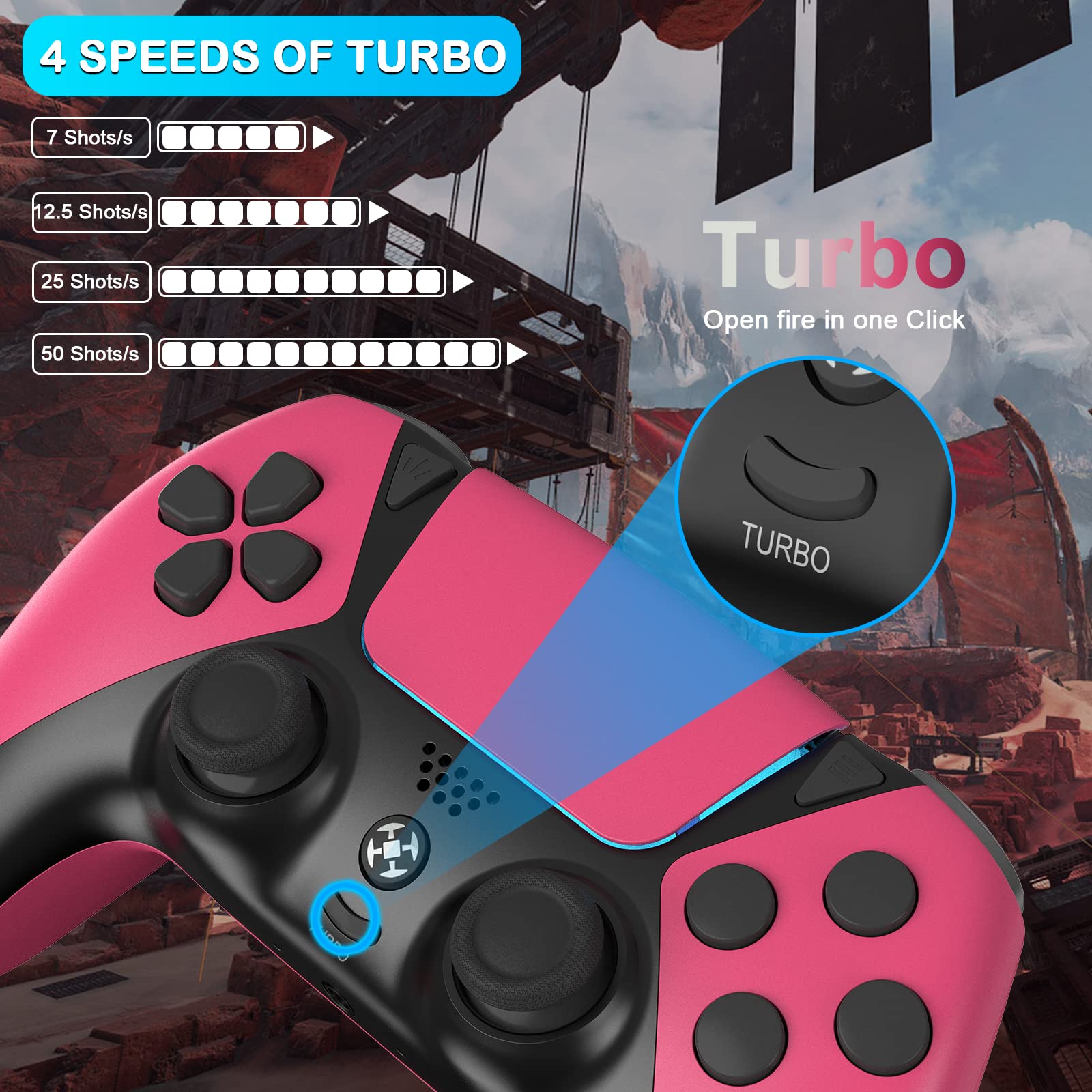 Wireless Controller for PS4 Controller, Ymir Game Remote for PlayStation 4 Controller with Turbo, Steam Gamepad Work with Back Paddles, Scuf Controllers for PS4/Pro/Silm/PC/IOS -Cosmic Red
