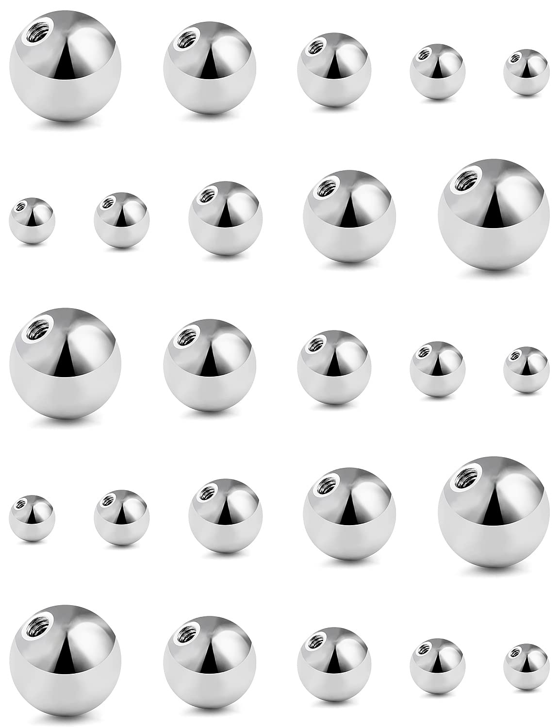 Vsnnsns 16G Replacement Balls 316L Surgical Steel Externally Threaded Piercing Balls for Nipple Tongue Belly Rings Lip Septum Rings Barbell Cartilage Tragus Earrings Piercing Jewelry Balls 16 Gauge