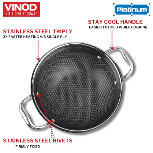 Vinod Platinum Triply X Kadhai with Lid