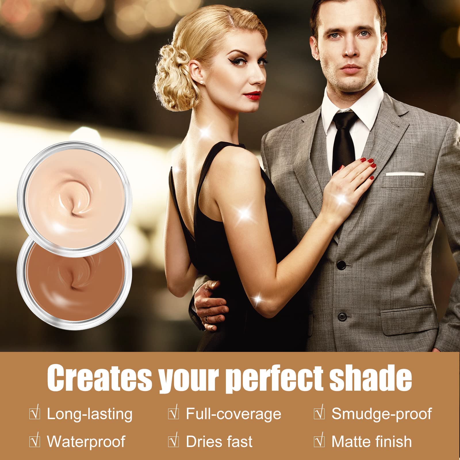 Tattoo Cover Up, 2 Colors Makeup Waterproof, Invisible Skin Concealer Set, Long Lasting Suitable for and Scars, Dark Spots, Vitiligo, 0.07 kilograms