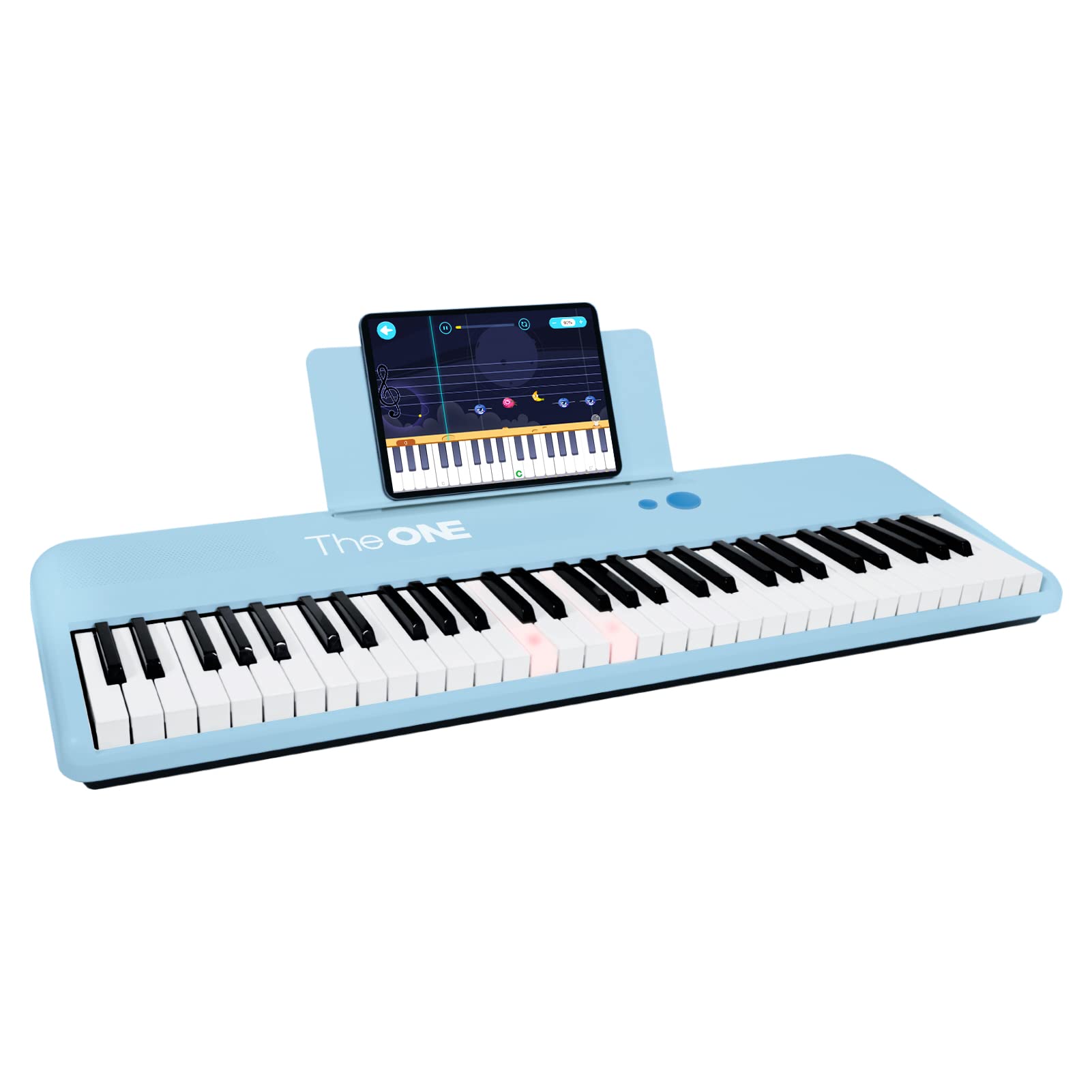 The ONE Smart Keyboard COLOR 61 Lighted Keys Piano Keyboard, Music Keyboard for Beginners with 256 Tones, 64 Polyphony, Built-in LED Lights and Free Apps (Blue)