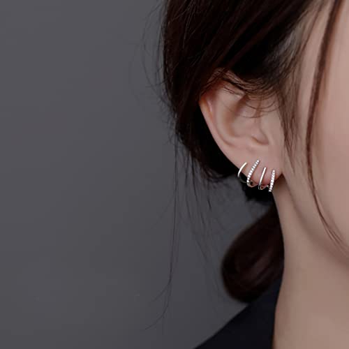 SLUYNZ Solid 925 Sterling Silver Claw Earrings Huggie for Women Teen Girls Half Hoop Earrings Cuff Earrings Wrap (B-Silver2)