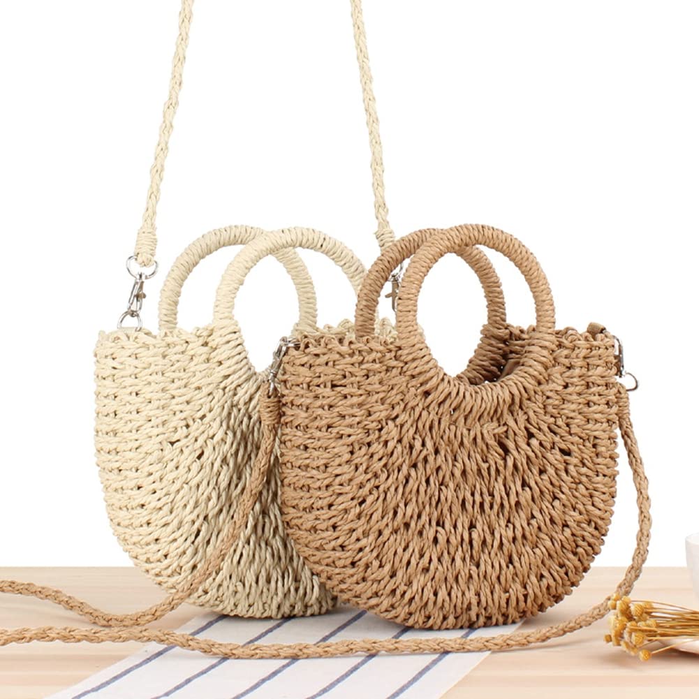 Summer Beach Small Crossbody Bag Women Straw Tote Purse Top Handle Handbag for Travel Vocation