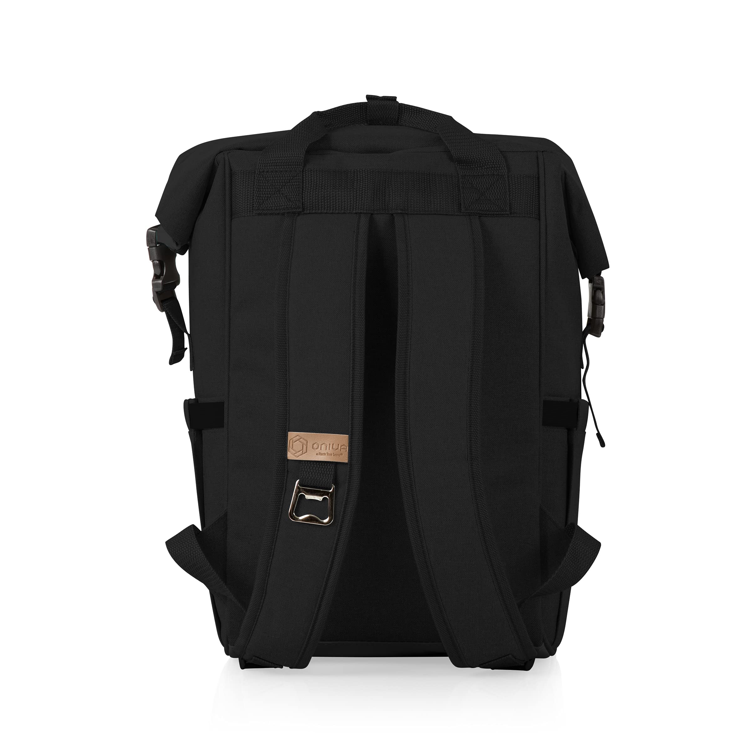 PICNIC TIME ONIVA - a Brand - OTG Roll-Top Cooler Backpack - Hiking Backpack Cooler - Soft Cooler Bag, (Black)