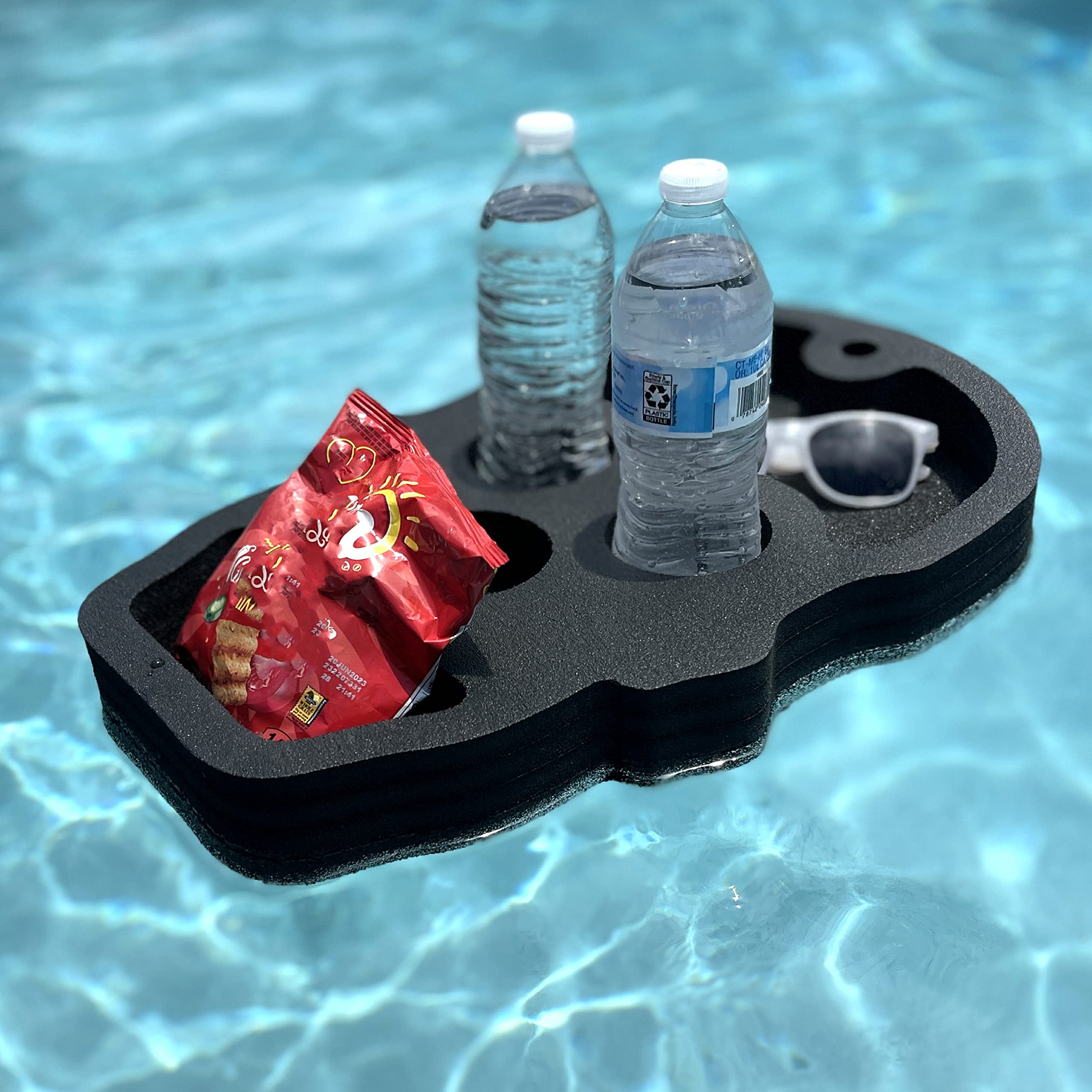Polar Whale Floating Skull Spa Hot Tub Bar Drink and Snack Table Blue Refreshment Tray for Pool or Beach Party Float Food Lounge Durable Black Foam