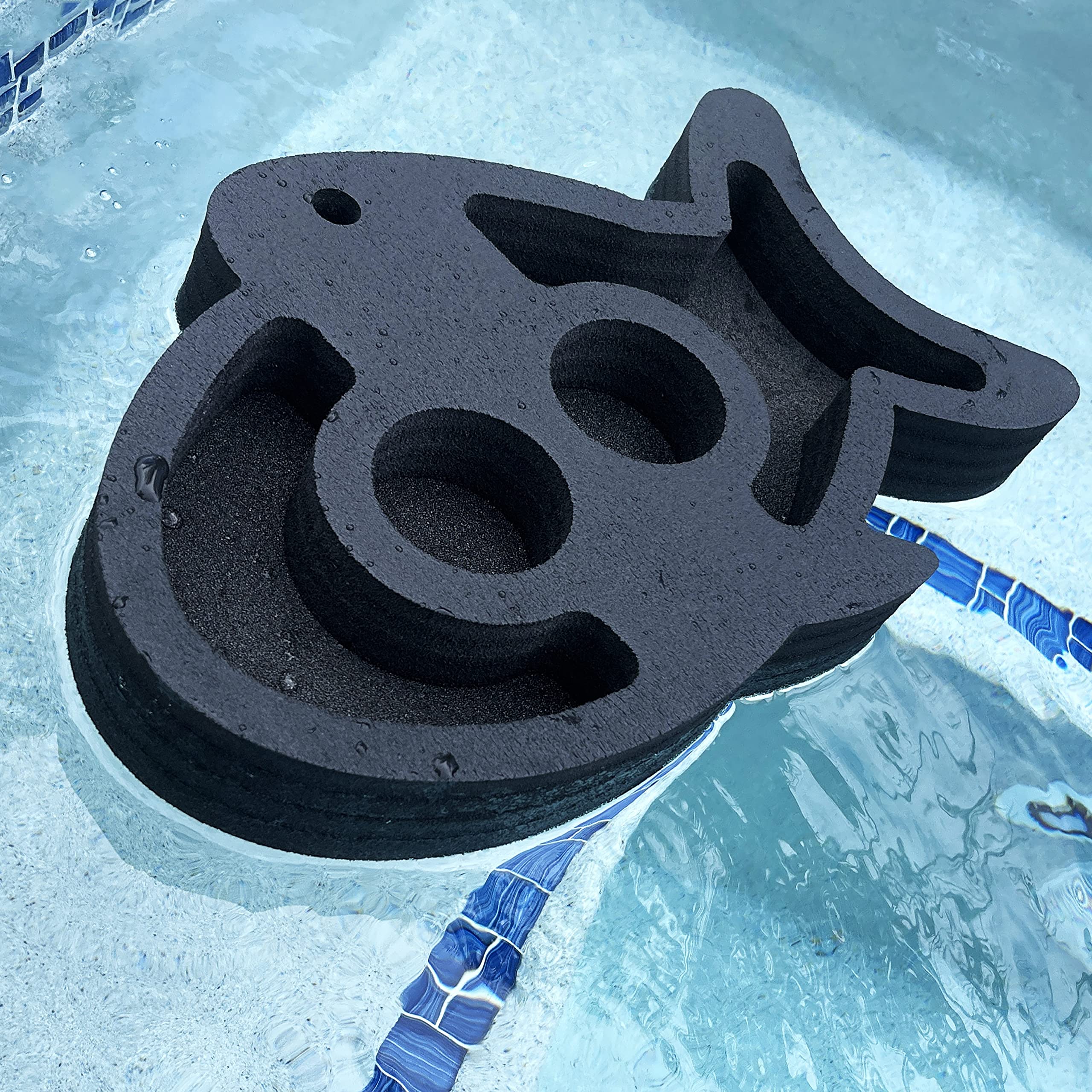 Polar Whale Floating Fish Shaped Spa Hot Tub Bar Drink and Snack Table Blue Refreshment Tray for Pool or Beach Party Float Food Lounge Durable Black Foam