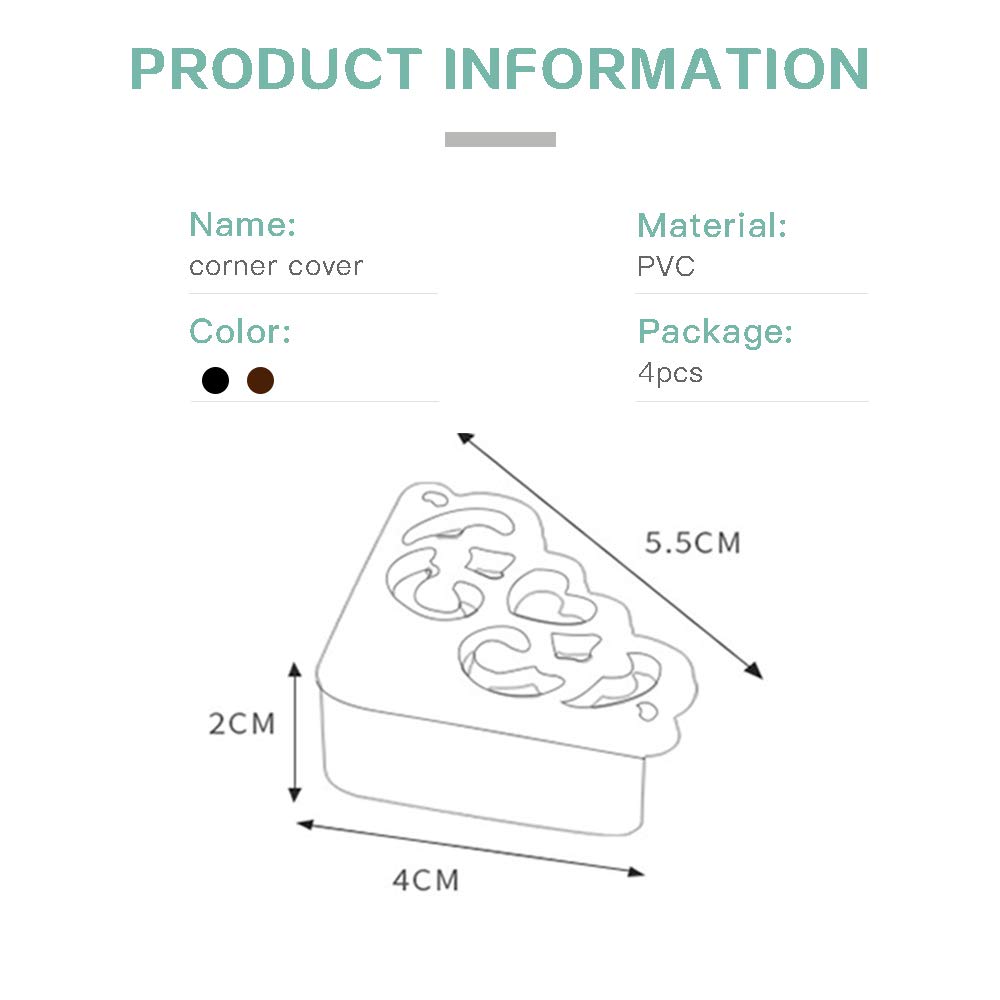 Safe Corner Protector,4PCS Hollow Out Flower Pattern Soft Baby Safety Corner Protectors Guards Table Corner Guards for Child and Baby Coffee