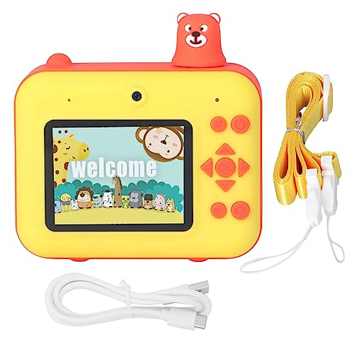 Printing Camera for Kids, Thermal Printing Camera LCD Screen for School (Yellow)