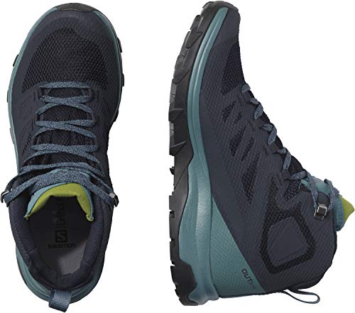 Salomon Outline Mid Gore-TEX Hiking Boots for Women, Navy Blazer/Hydro/Guacamole, 7.5