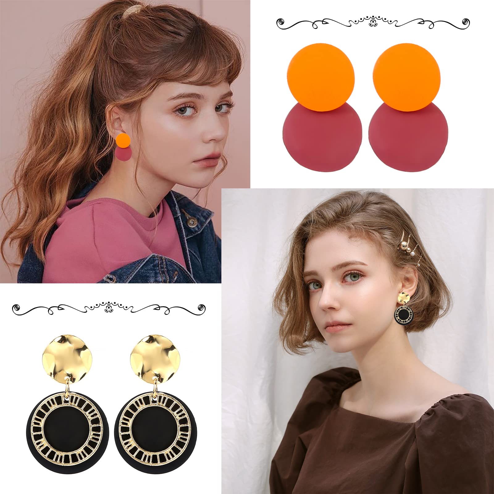 WAINIS 12 Pairs Statement Drop Dangle Earrings for Women Geometric Shell Round Dangle Drop Earrings Fashion Jewelry Gift