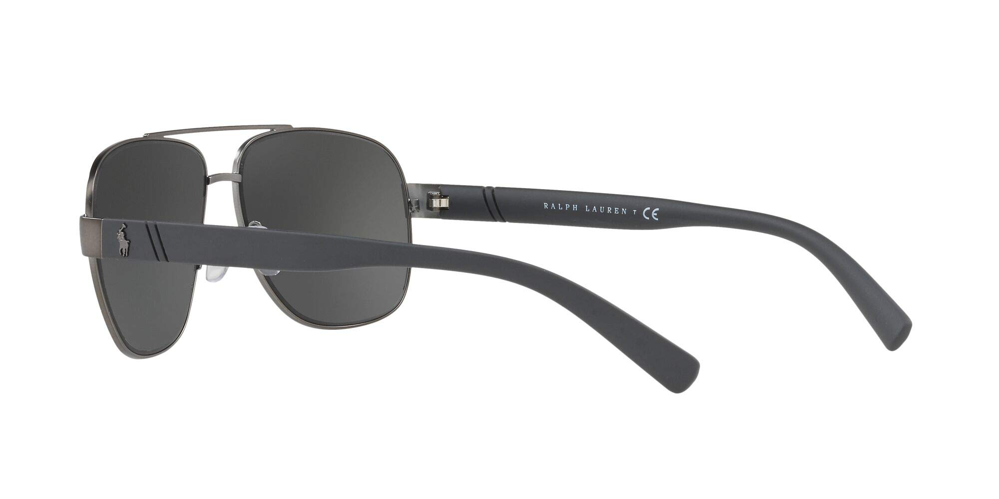 Polo Ralph Lauren Men's PH3110 Aviator Sunglasses, Semi-Shiny Dark Gunmetal/Mirror Silver, 60 mm