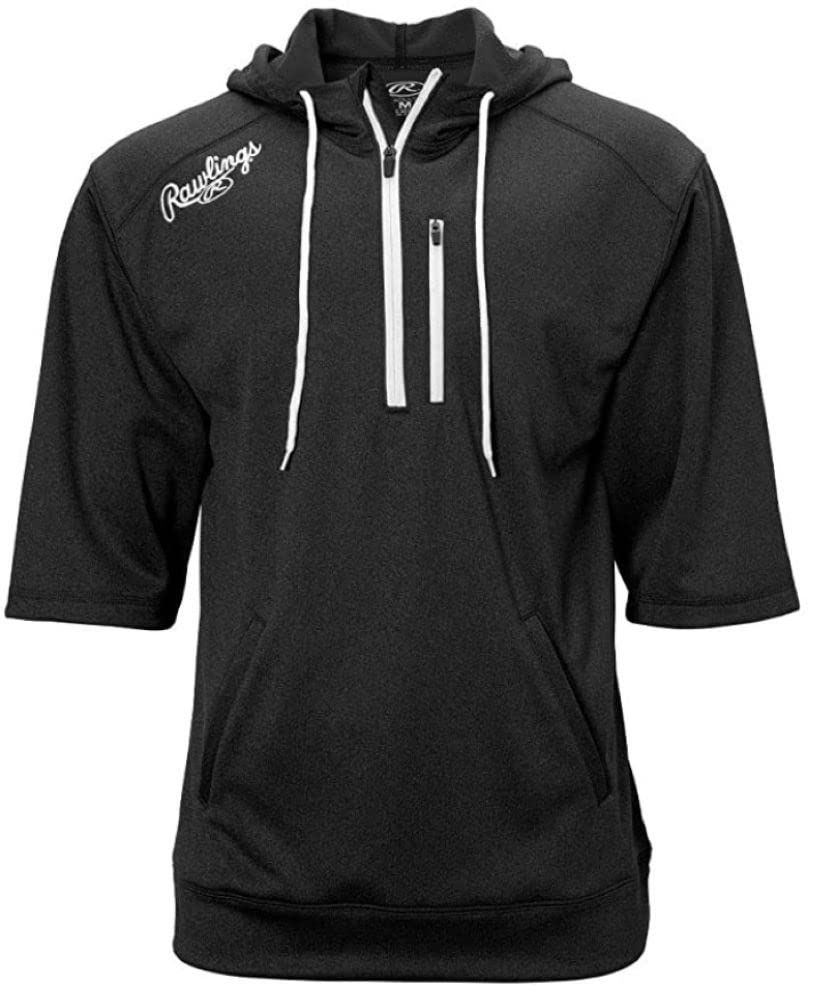 Rawlings Men's Short Sleeve Hoodie, Black, Medium