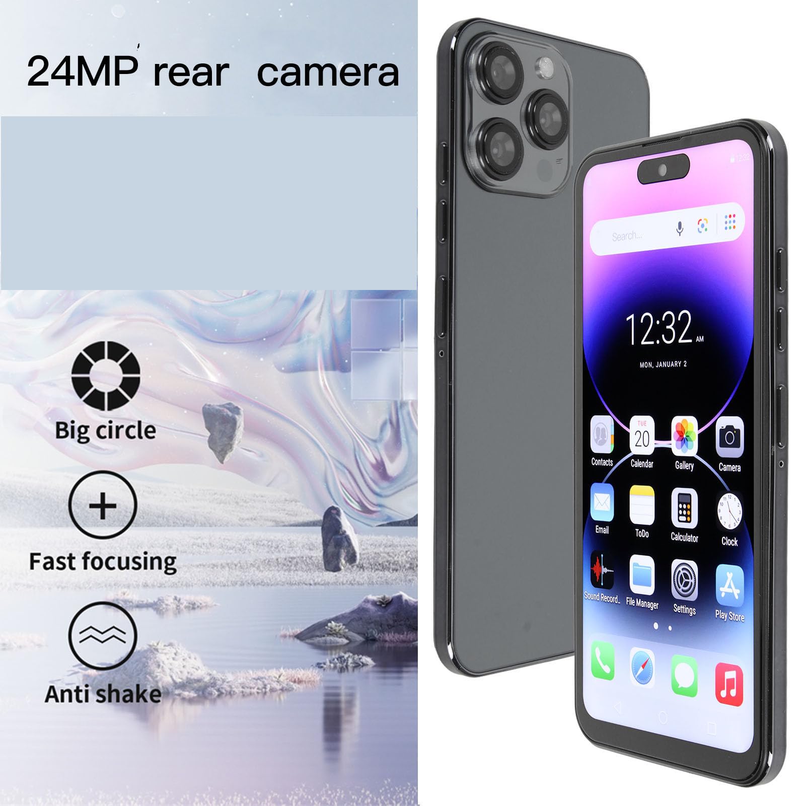 PRO4G Smartphone Unlocked, 6.6in FHD Cell Phone 8GB RAM 256GB ROM for13, Smartphone Dual SIM (US Plug)