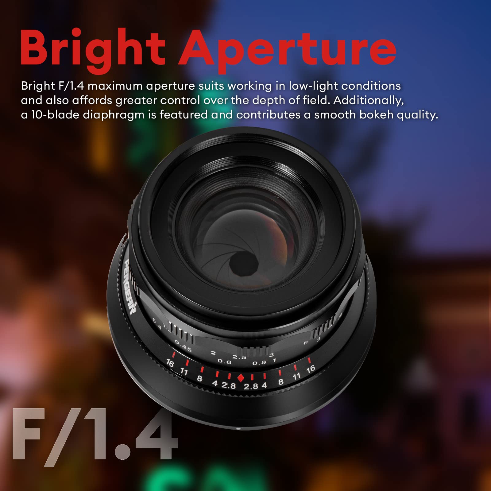 PERGEAR 35mm F1.4 Full-Frame Manual Focus Lens, Compatible with Sony E-Mount Cameras A7 A7II A7III A7R A7RII A7RIII A7RIV A7S A7SII A7SIII A9 A7C A6400 A6000 A6600 A6100 A6500 A6300 (Black)