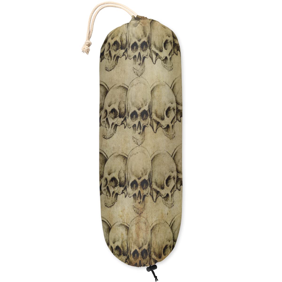 Vintage Skulls Plastic Bag Holder Cute Wall Mount Plastic Bag Organizer Reusable Large Grocery Bag Storage Dispenser for Home Kitchen Travelling 22"x9"