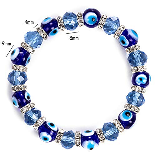 RagBear Beaded Bracelet With Evil Eye Charm Cheap 14K Rose Gold White Yellow Light Blue