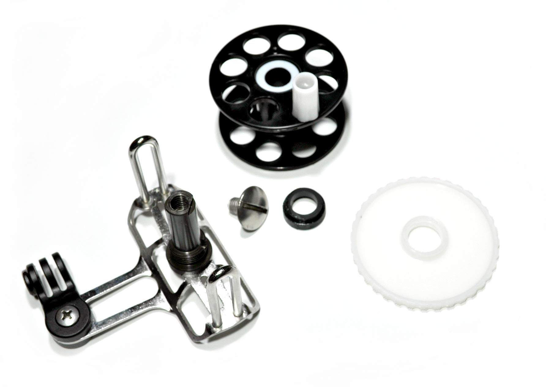 pelengas Spearfishing Speargun Reel Stanless Steel -Plastik with Camera Mount (Black-White)