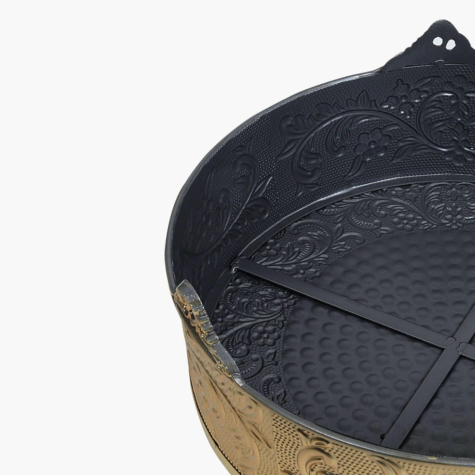 TABLECLOTHSFACTORY 22" Round GOLD Embossed Metal Cake Plateau Stand Riser Wedding Dessert Display Plate