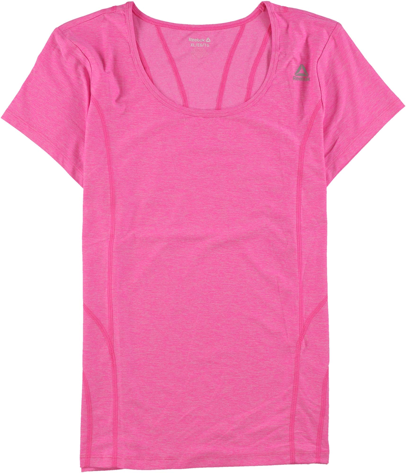 Reebok Womens Fitted Marled Basic T-Shirt, Pink, X-Large