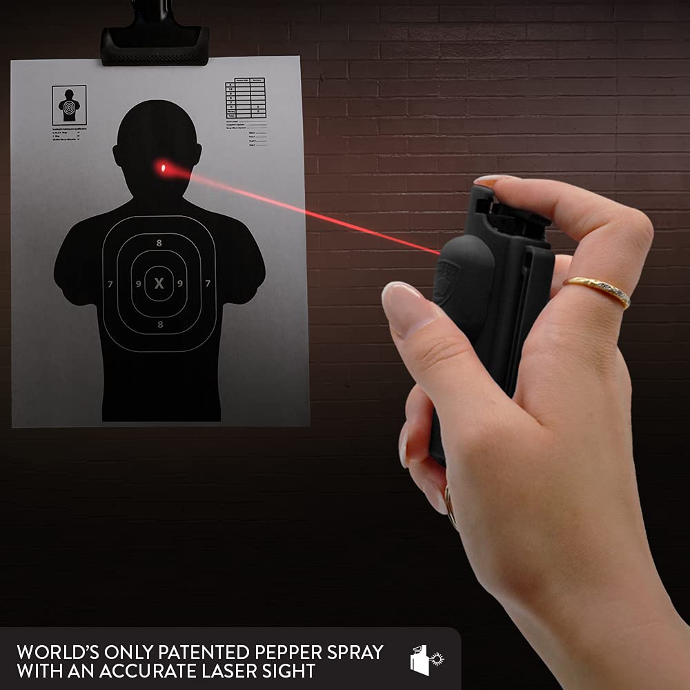 World’s Only Laser Sight Pepper Spray, Guard Dog AccuFire, Maximum Strength Self Defense Red Pepper Spray (Black 2Pack)