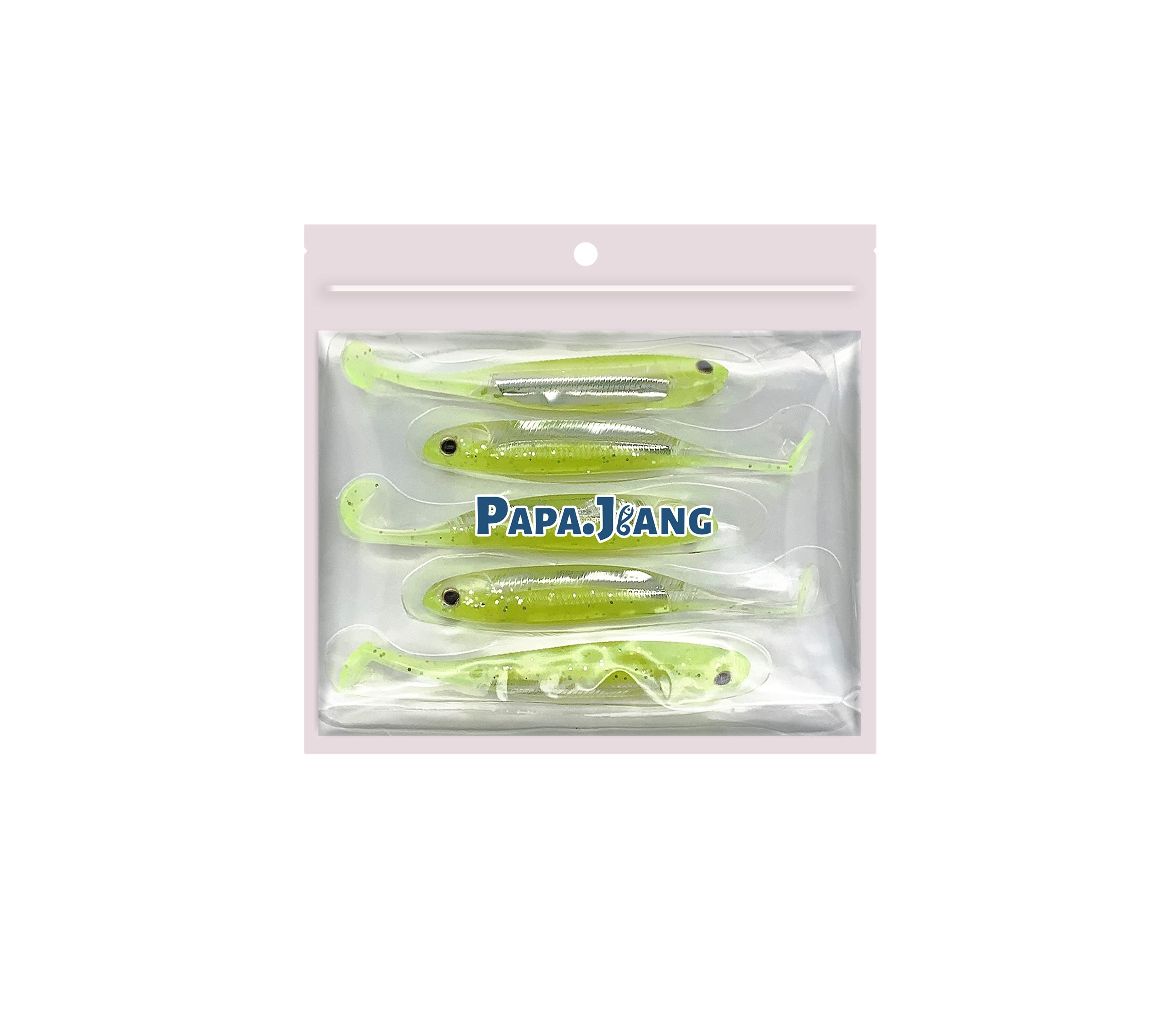 Papa.Jiang Soft Fishing Lure, Artificial Lure Swimbaits, Wiggle Paddle Tail, Multiple Color Available, Saltwater/Freshwater (Cyan Blue, 4.7'')