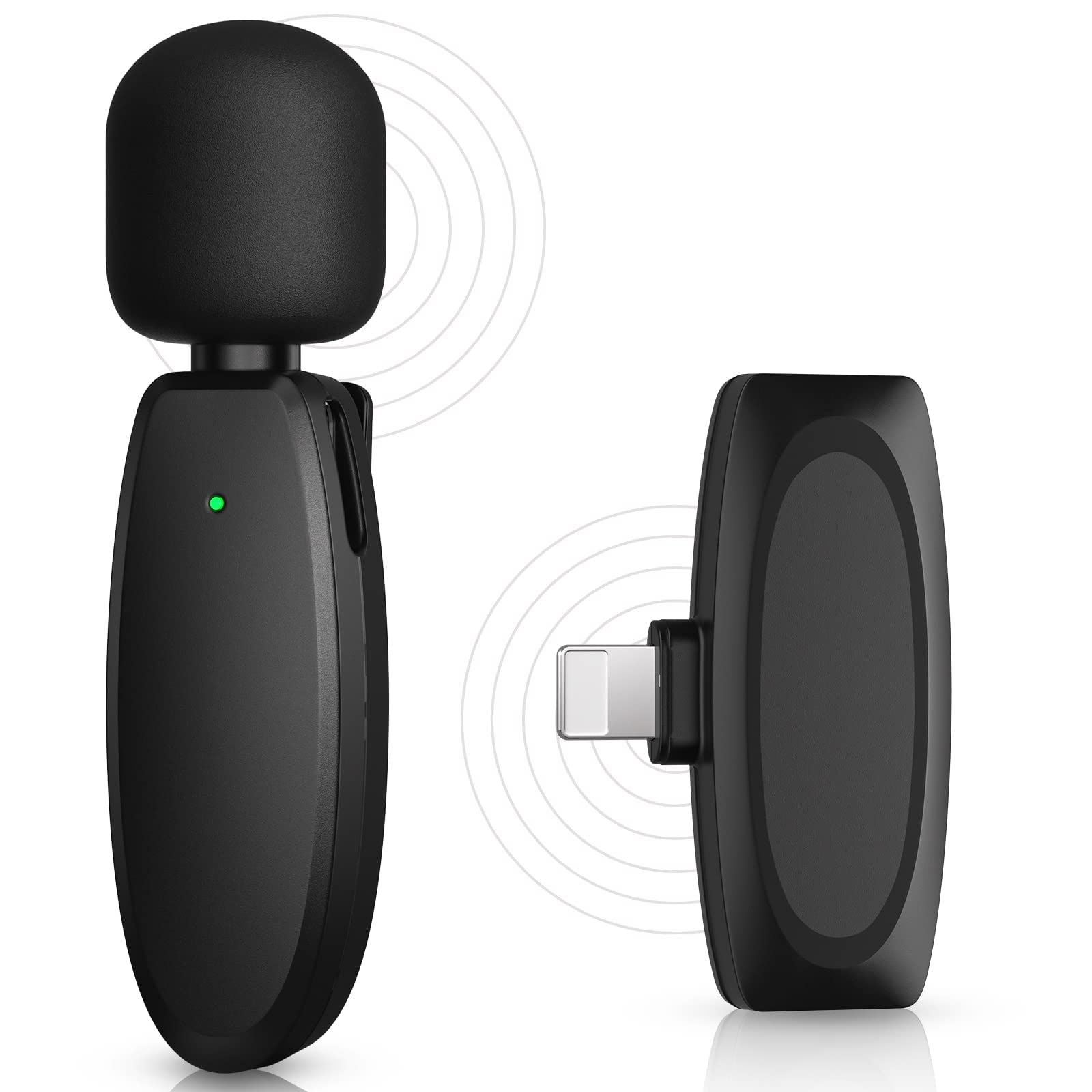 Wireless Lavalier Microphone for iPhone iPad Plug&Play Auto-sync Noise Reduction Lapel Mic Professional Video Recording Clip-on Lav Mic for Live Stream YouTube TikTok Facebook Interview (ONE-MIC)
