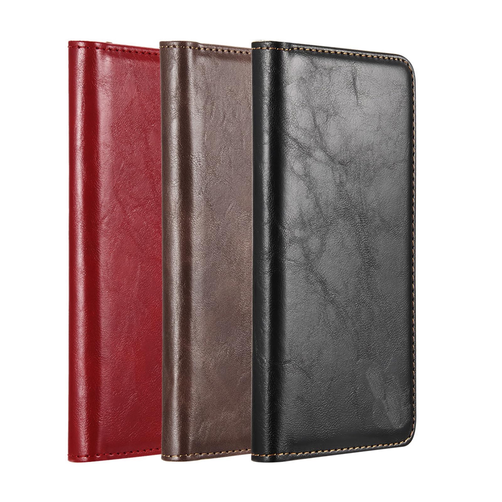 Professional 3 Card Slot Wallet Flip Cover with Removable Hard Shell Leather Back Cover for iPhone 15 Plus / 14 Plus (6.7") Brown
