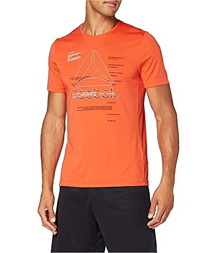 Reebok Work Out Ready Poly Graphic Ss Tee, Fiery Orange, X-Large