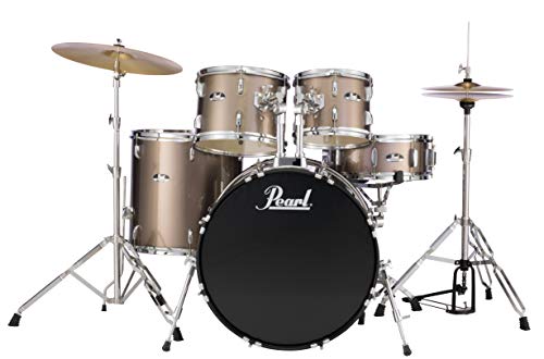 Pearl Roadshow Drum Set 5-Piece Complete Kit with Cymbals and Stands, Bronze Metallic (RS505C/C707)
