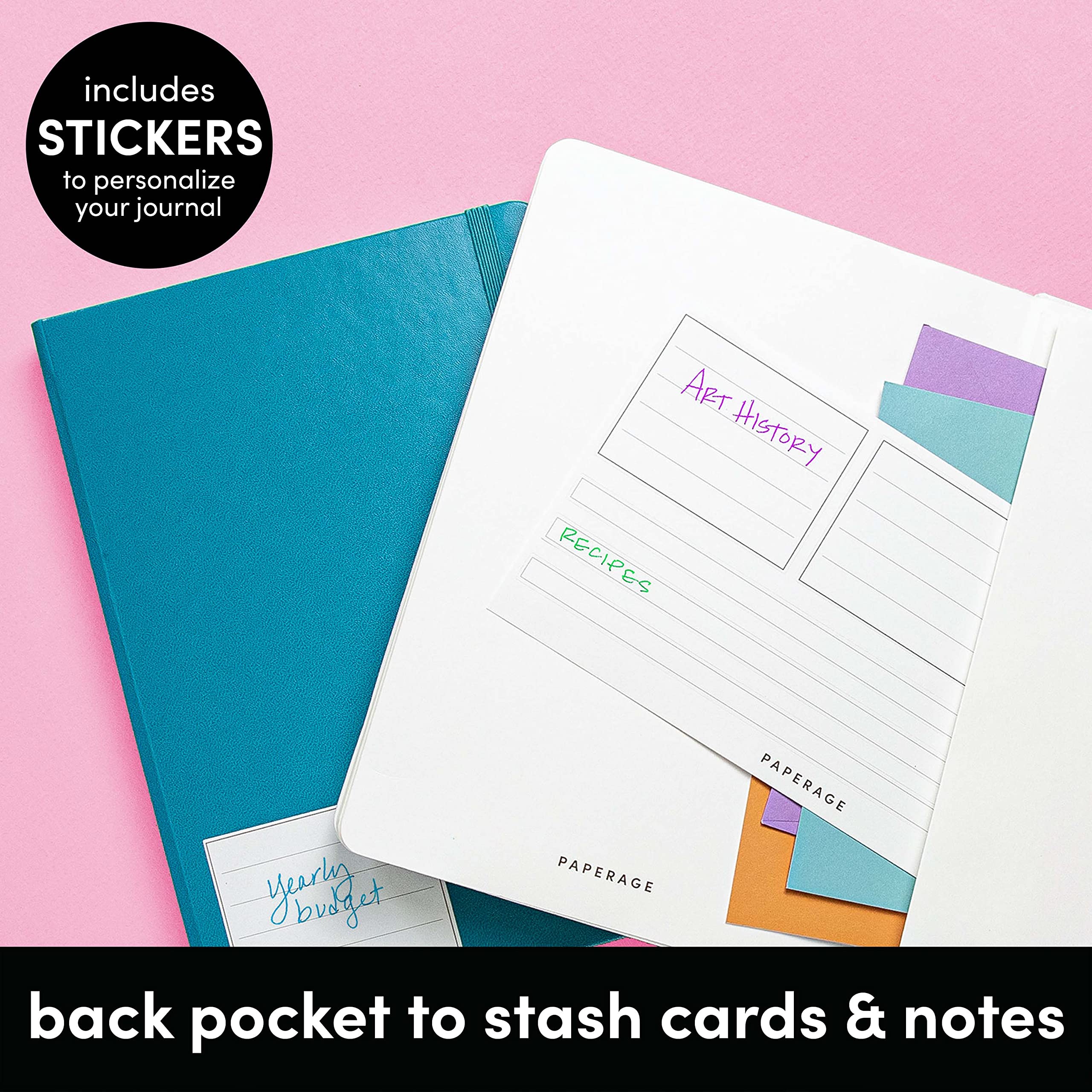 PAPERAGE Lined Journal Notebooks, 3 Pack, (Turquoise), 160 Pages, Medium 5.7 inches x 8 inches - 100 GSM Thick Paper, Hardcover