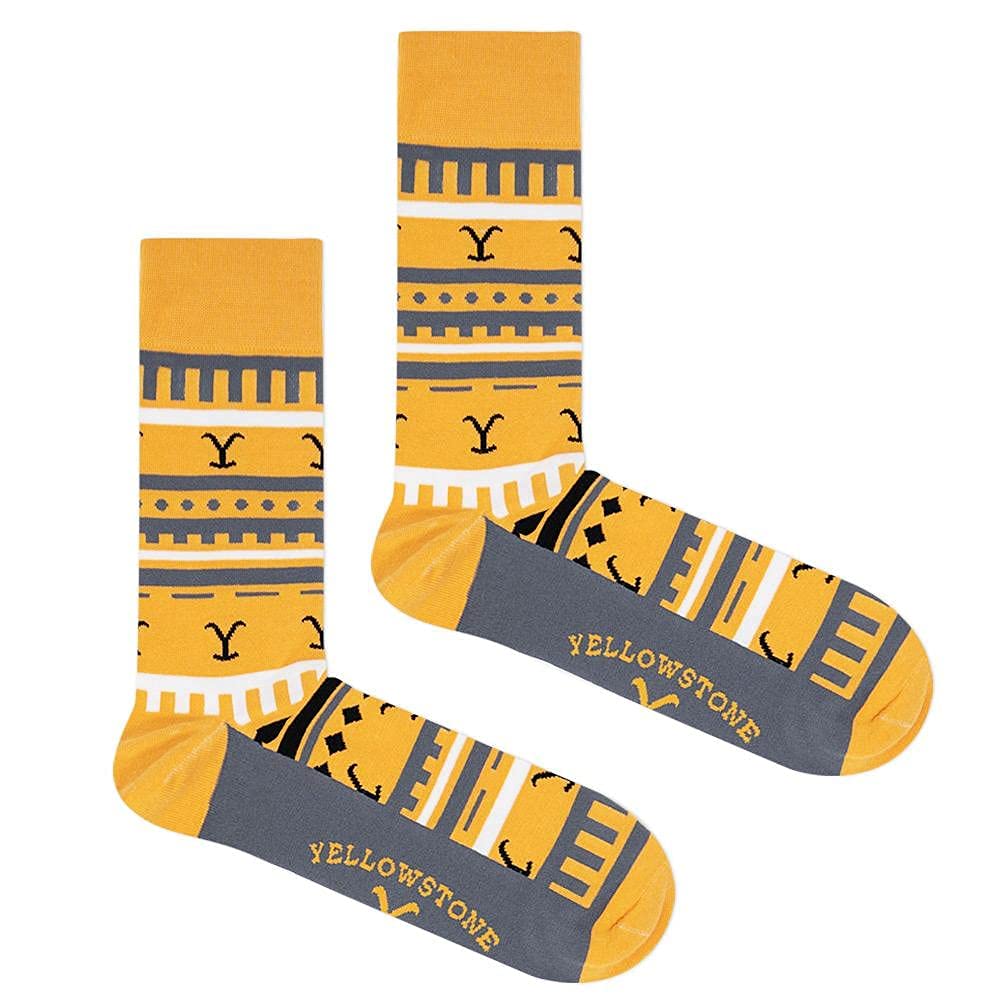 PARAMOUNT NETWORK Yellowstone Dutton Ranch Yellow Striped Socks