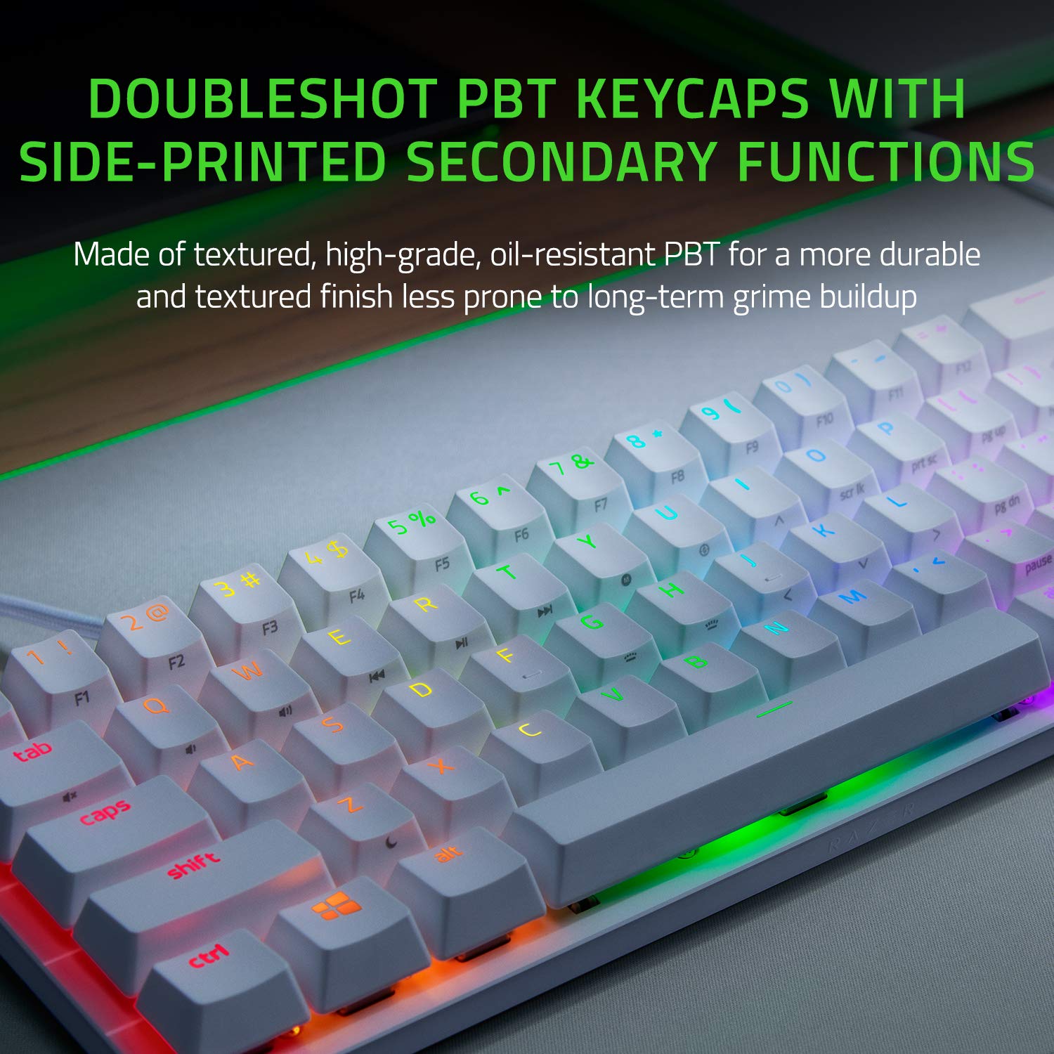 Razer Huntsman Mini 60% Gaming Keyboard: Fastest Keyboard Switches Ever - Linear Optical Switches - Chroma RGB Lighting - PBT Keycaps - Onboard Memory - Mercury White (Renewed)