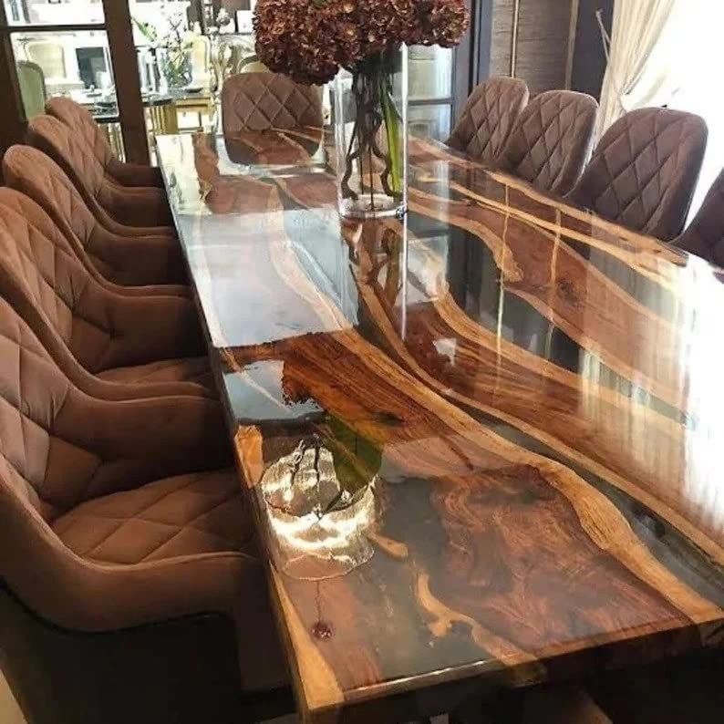 Personalized Large EPOXY Table, Resin Dining Table for 2, 4, 6, 8 River Dining Table Top, Wood Epoxy Coffee Table Top, Living Room Table (28.5" Inches Tall, 72 x 48 Inches)